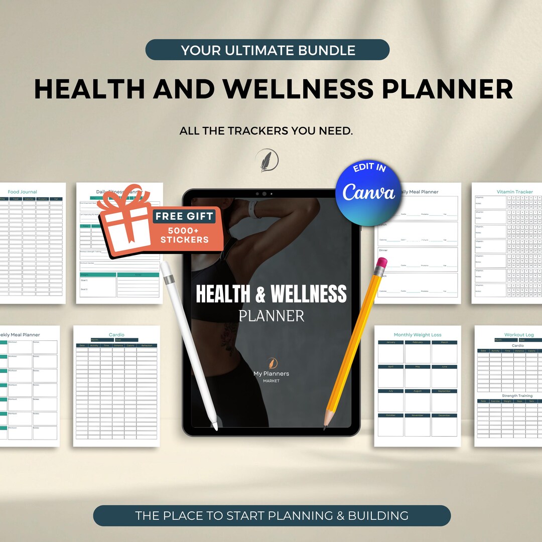 Health & Wellness Planner, Fitness Planner, Workout Log, Meal Planner ...