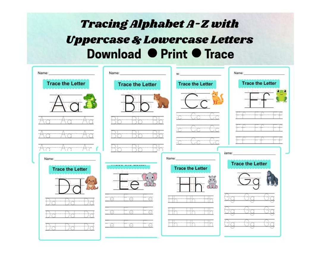 Tracing Alphabet A-Z With Uppercase & Lowercase Letters – Educational ...