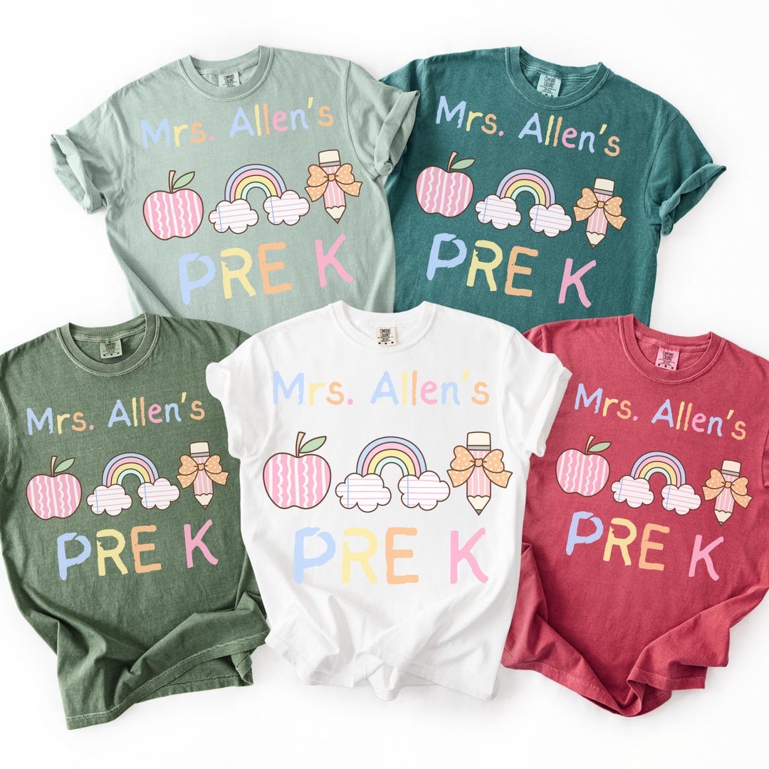 Personalized Pre K Teacher Shirt, Custom Name Pre K Class Tee, Matching ...