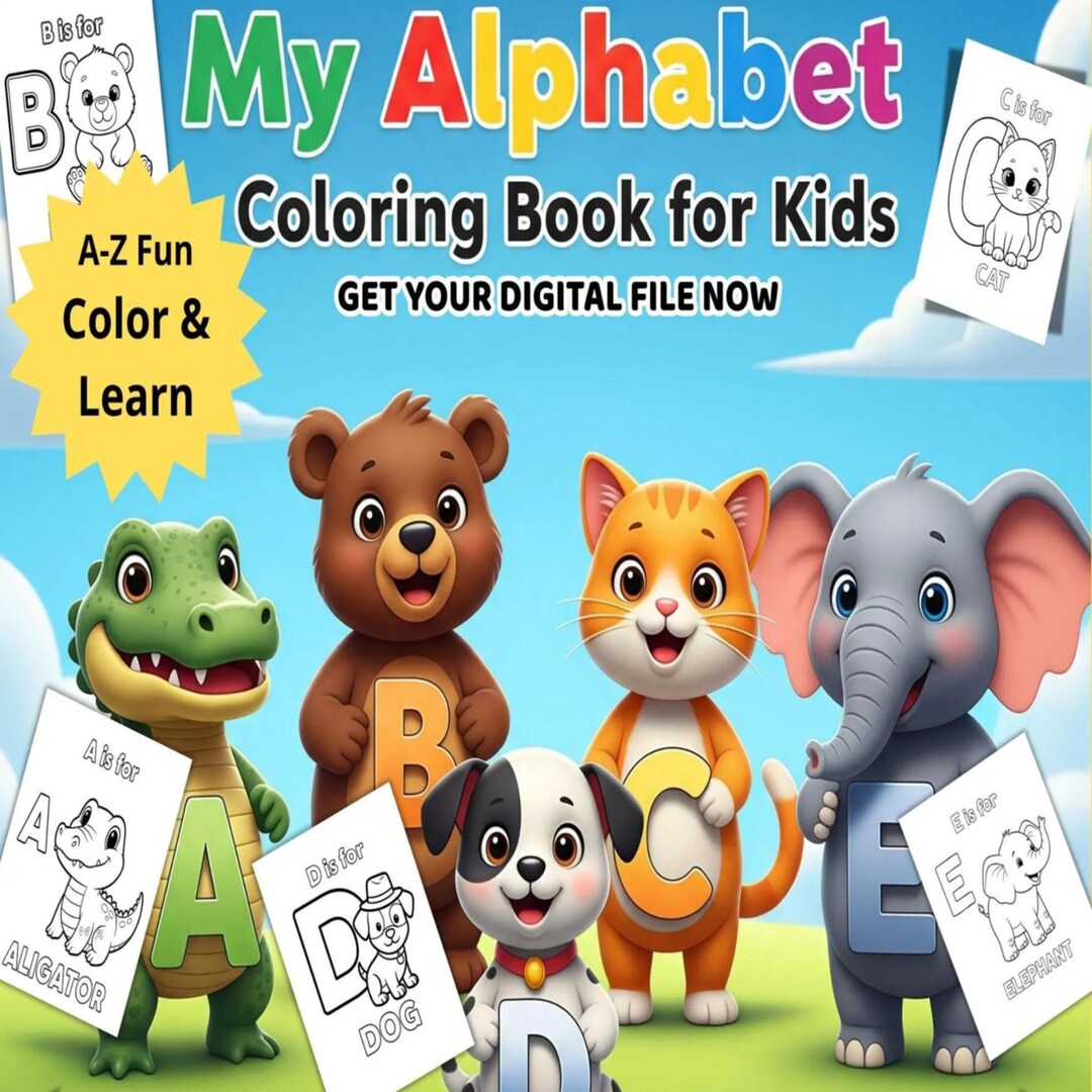 Alphabet Animals Coloring Book A-Z – Printable Kids Activity (digital ...