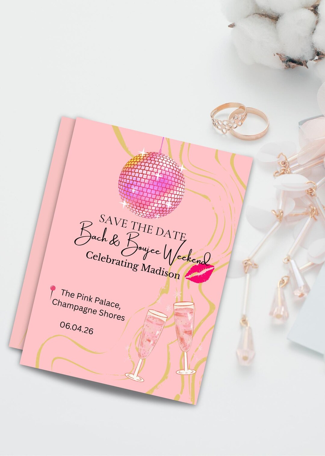 Bach & Boujee Bachelorette Invitation, Editable Template, Digital, - Etsy