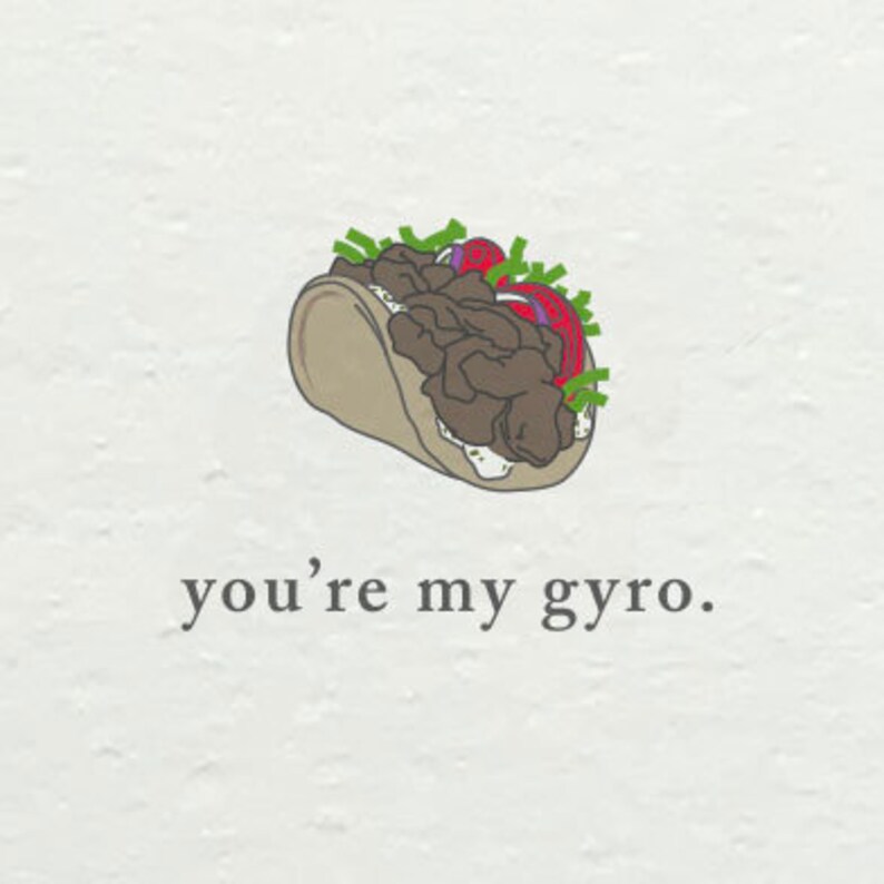 You're My Gyro / My Hero / Pun / Funny Card / Lunchbox Note / for ...