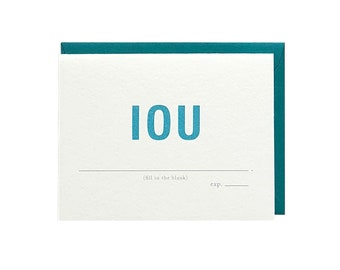 I Owe You Card - Etsy