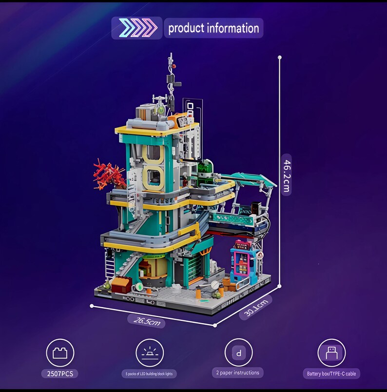 Oasis Cyberpunk Neon City Futuristic Building Block Set - Etsy
