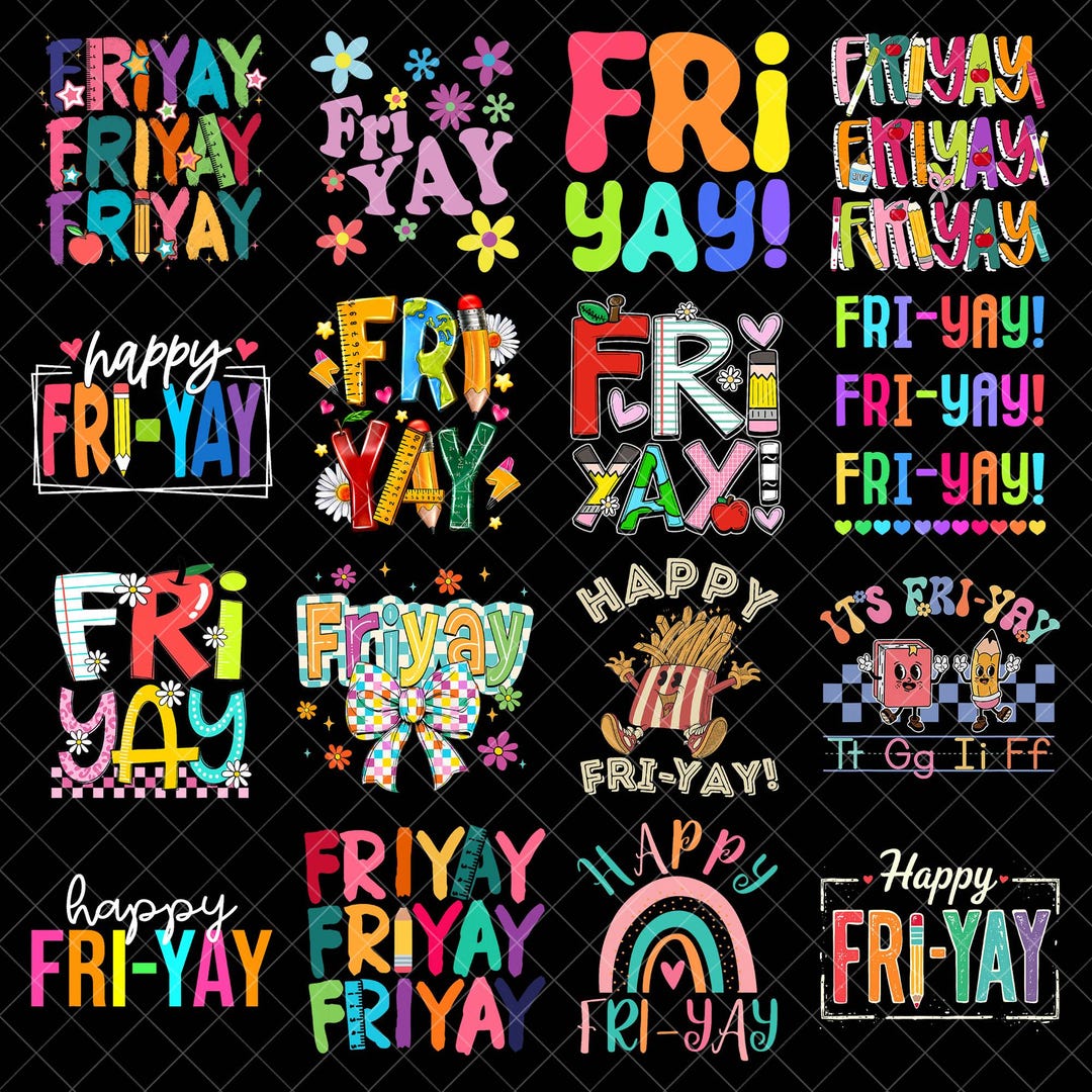 Happy Friyay Bundle Png, Retro Friyay Checkered Png, Friday Png ...