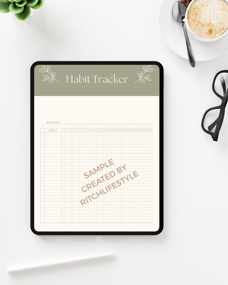 Printable Habit Tracker PDF – Daily Habit Log | 31 Day Minimalist ...