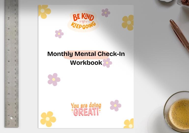 Editable, Printable, Monthly, Daily Mental Health Check-in Workbook ...