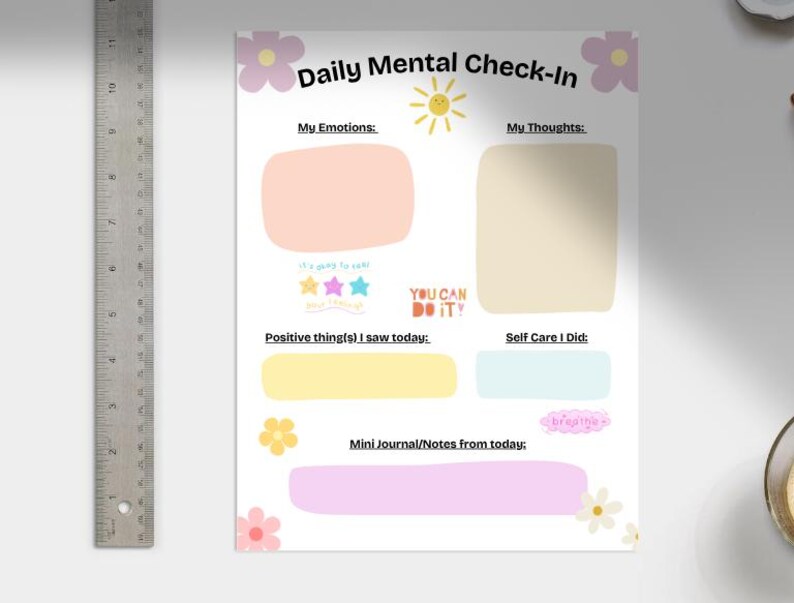 Editable, Printable, Monthly, Daily Mental Health Check-in Workbook ...