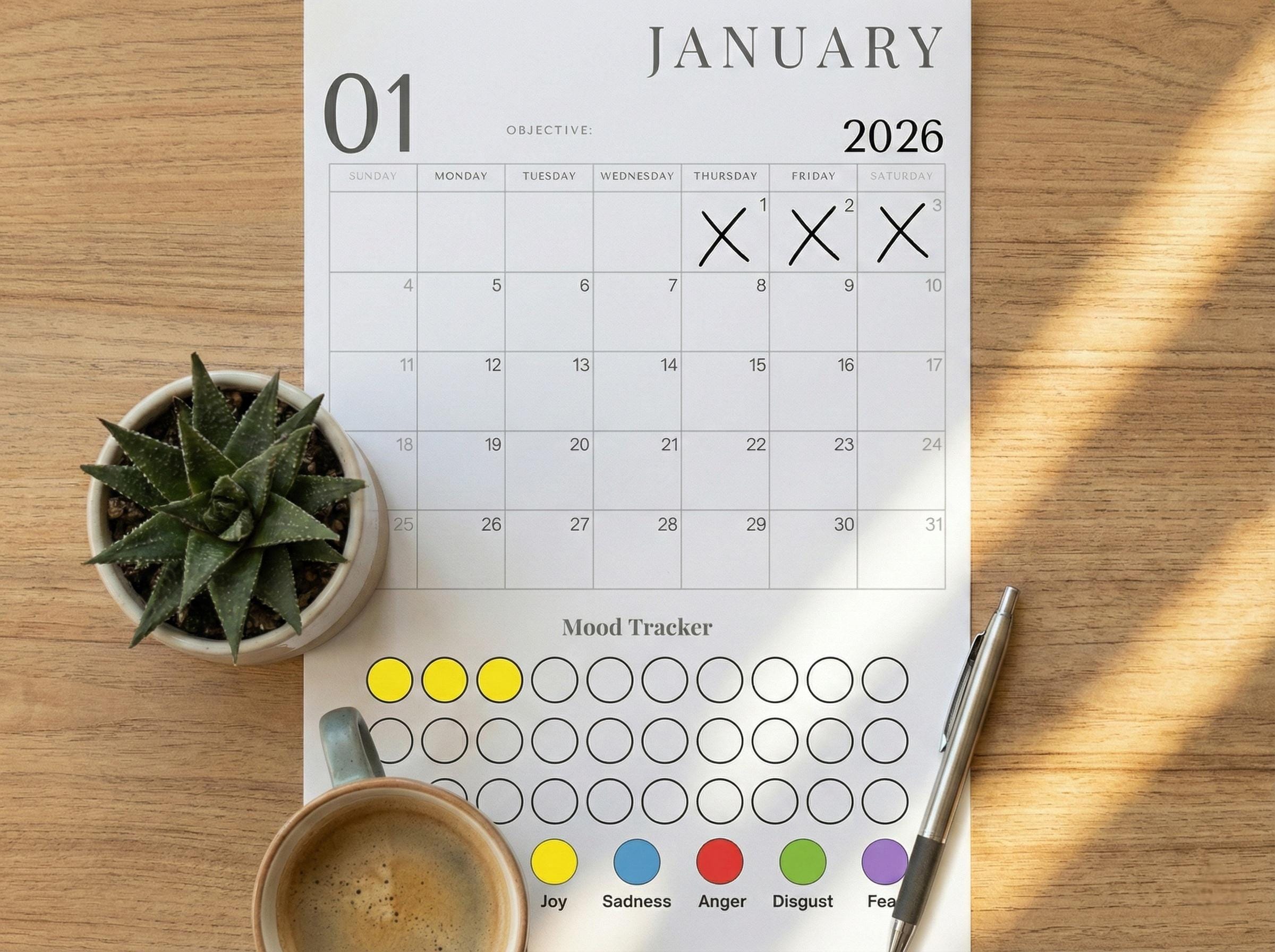 2026 Yearly Habit Tracker With Mood Map, 12 Month Inside Out Inspired ...
