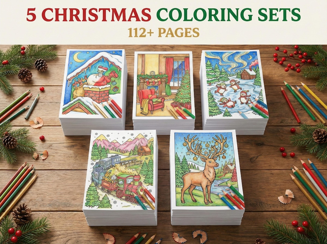 112+ Christmas Coloring Pages Mega Bundle, Gothic Noel & Cozy Winter ...