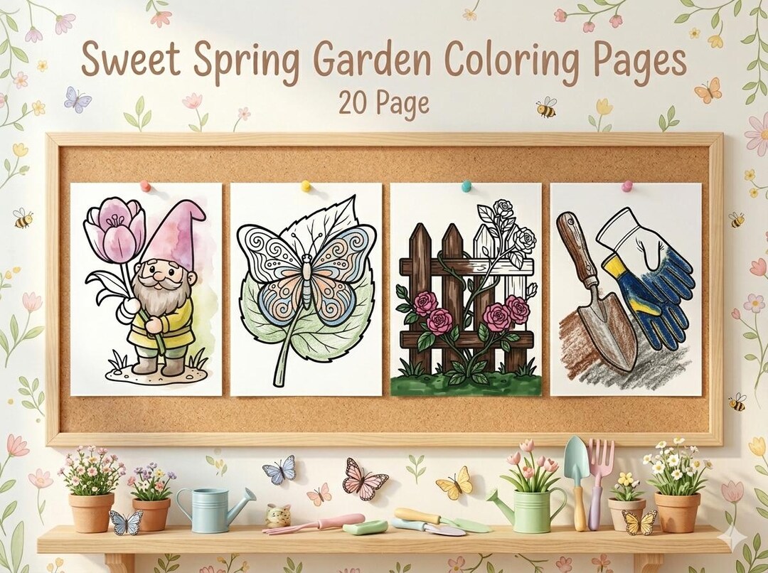 Bold and Easy Sweet Spring Garden Coloring Pages, Simple Large Print ...