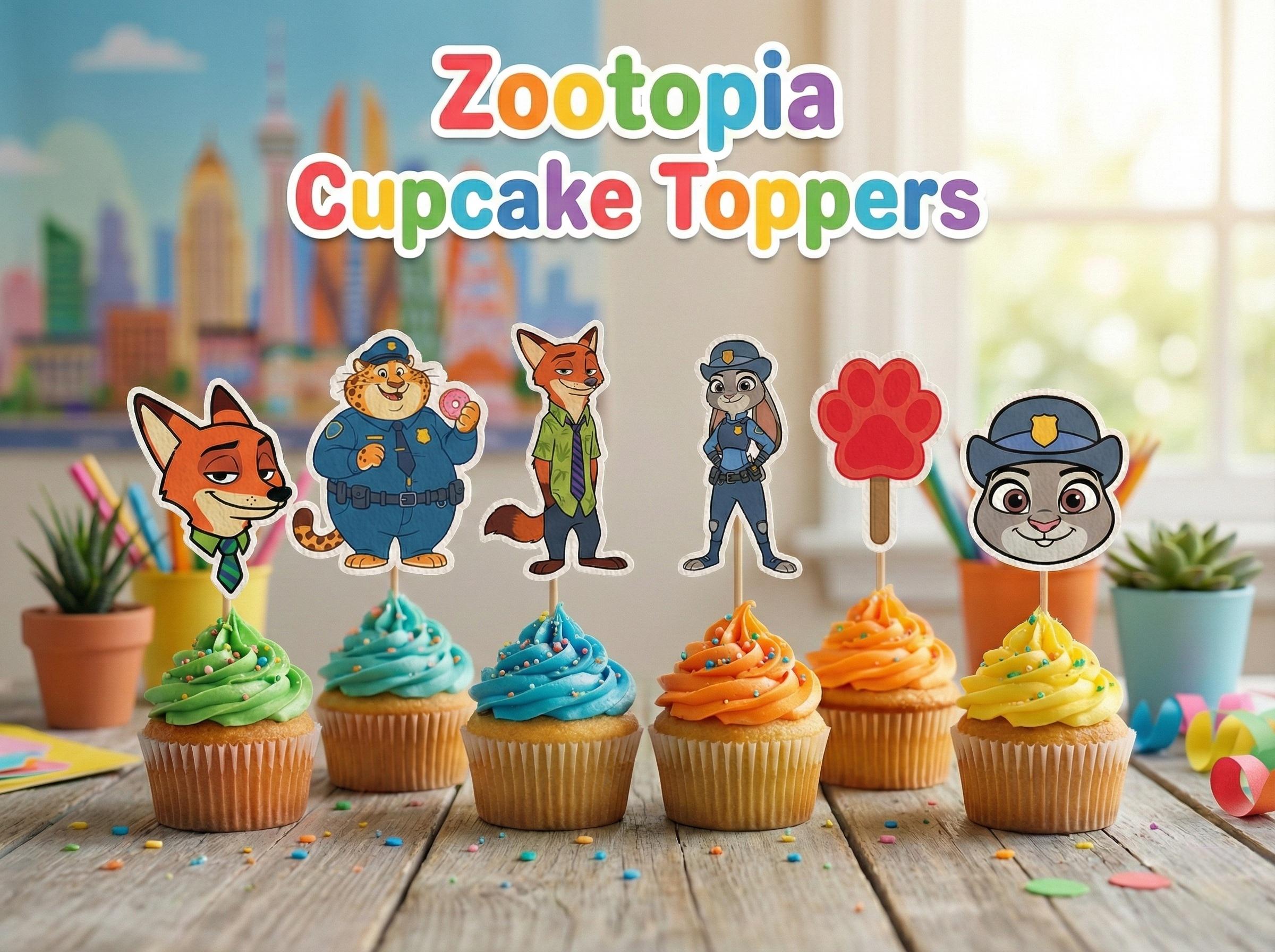 Zootopia Cupcake Toppers | Judy, Nick & Flash (printable) - Etsy