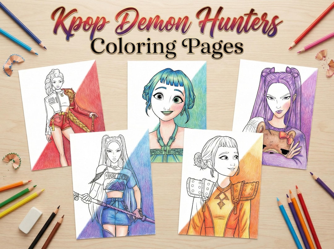Kpop Demon Hunters Coloring Pages Pack 1| Digital Download for Kids ...