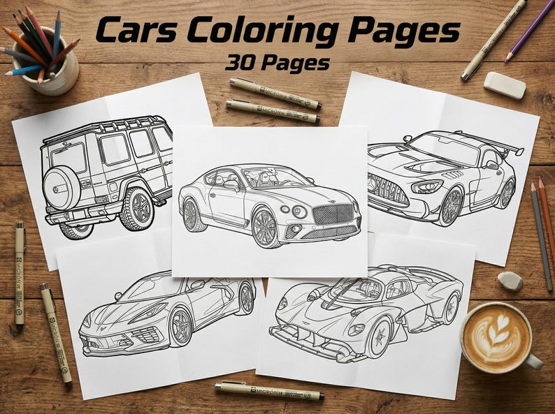 30 Supercar Coloring Pages Printable | Detailed Hypercar & Sports Car ...