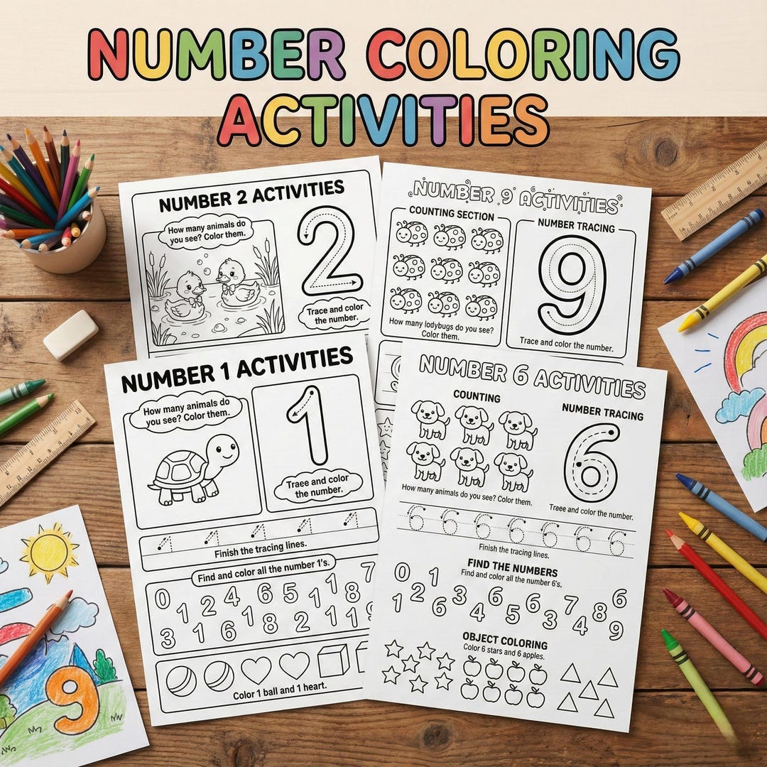 Number Tracing 1-9 Worksheets | Preschool Handwriting Practice (PDF) - Etsy
