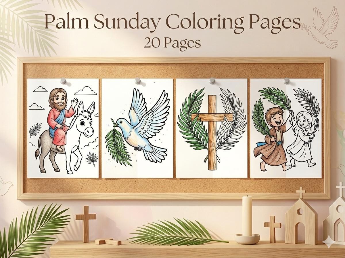Palm Sunday Coloring Pages for Kids, Christian Easter Activities ...