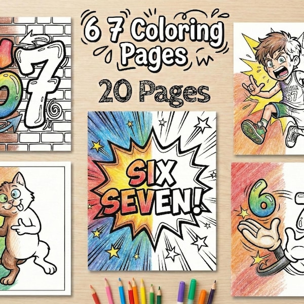 6 7 Coloring Pages - Etsy