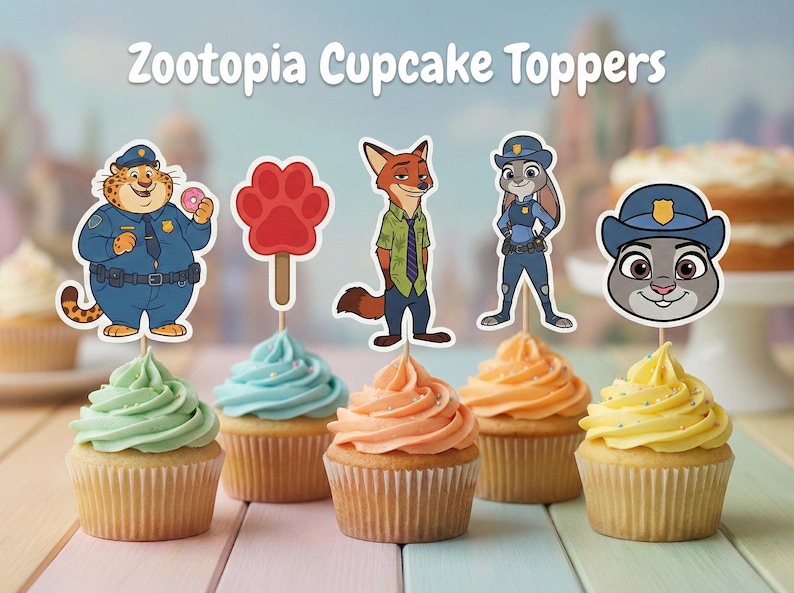 Zootopia Cupcake Toppers | Judy, Nick & Flash (printable) - Etsy