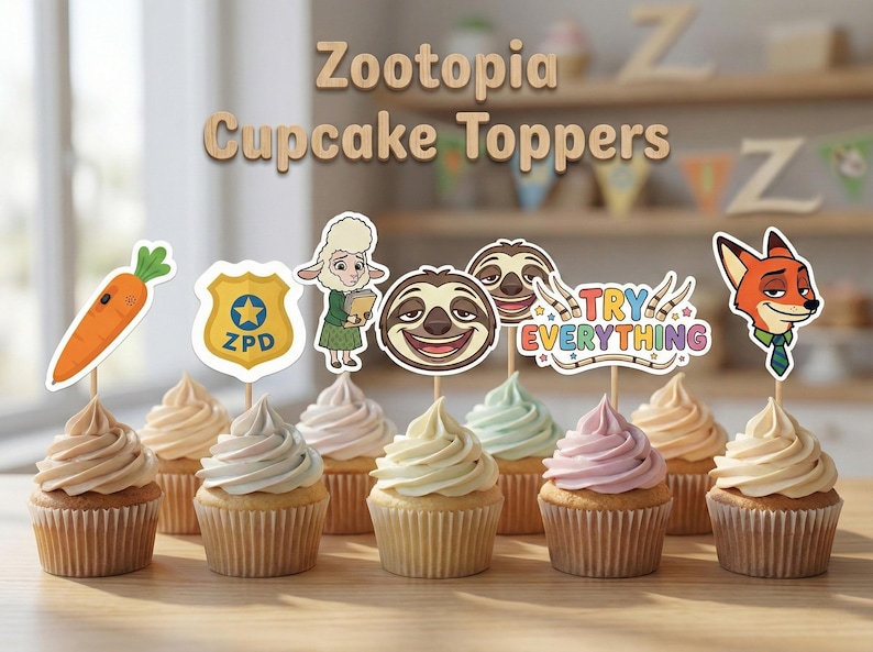 Zootopia Cupcake Toppers | Judy, Nick & Flash (printable) - Etsy
