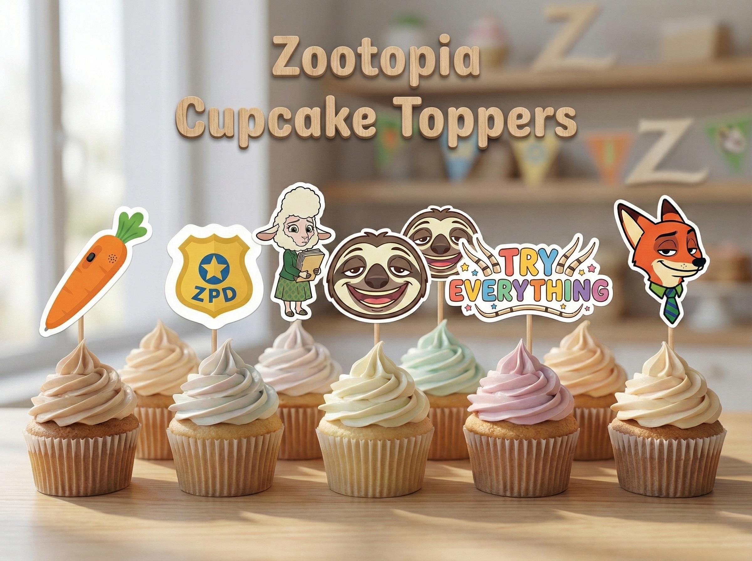 Zootopia Cupcake Toppers | Judy, Nick & Flash (printable) - Etsy
