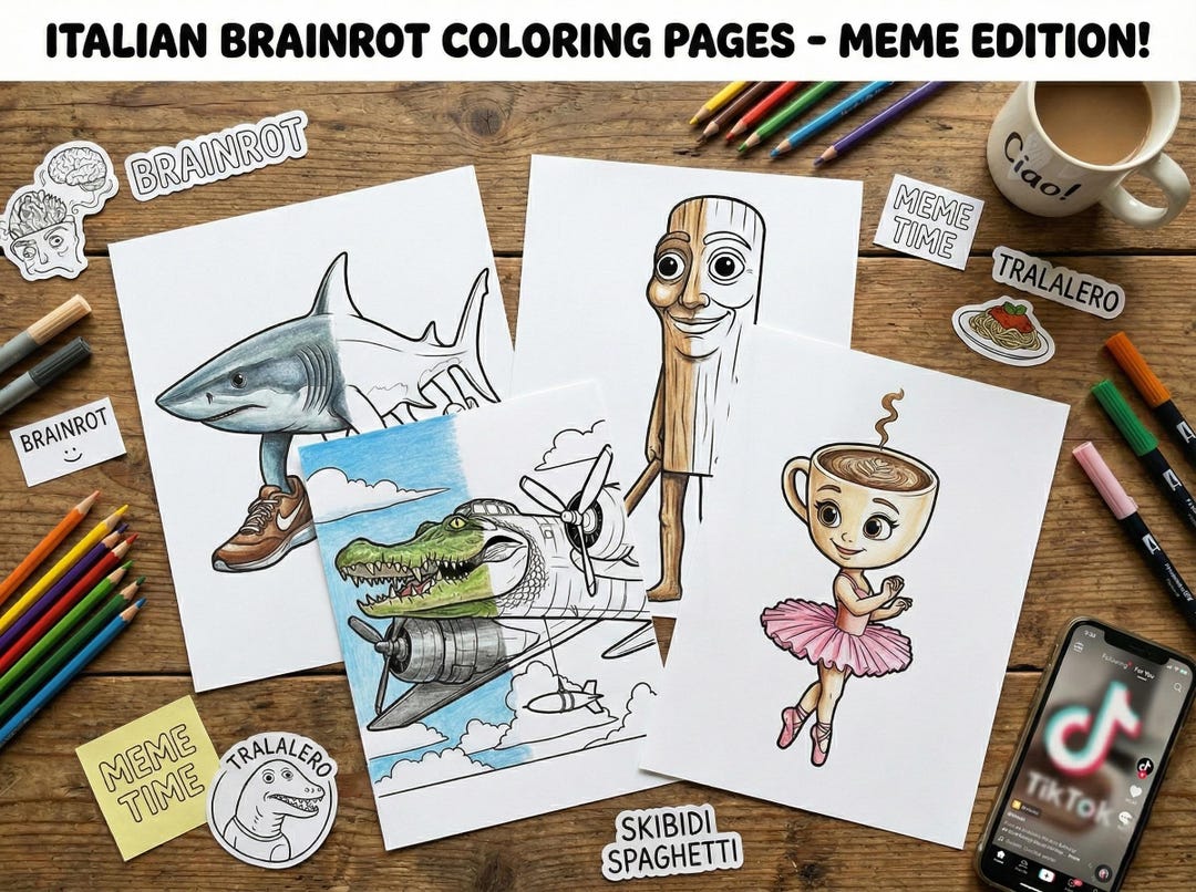Italian Brainrot Meme Coloring Pages | Viral Tiktok Trend (PDF) - Etsy