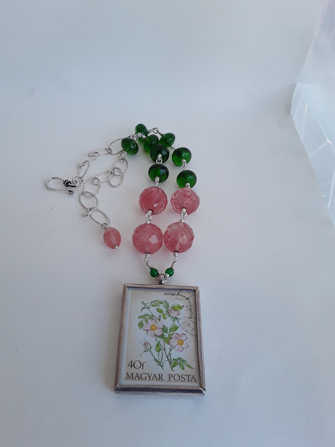 Magyar Posta Floral Stamp Pendant Necklace - Etsy