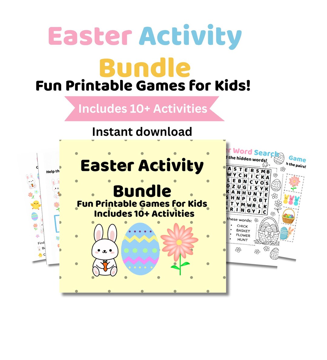 Digital Easter Fun for Kids | Printable Activity Bundle - I Spy, Word ...