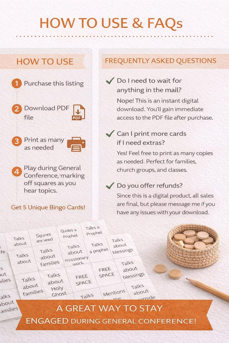 Printable Teen Bingo Game for General Conference | LDS Youth Activity ...