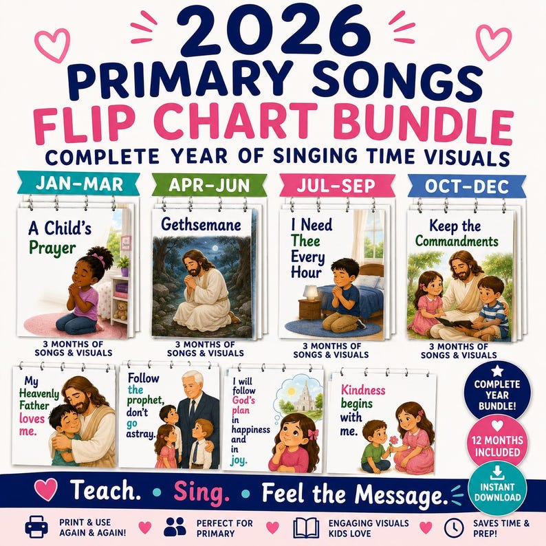 2026 Primary Songs Flip Chart Bundle | Complete Year of Singing Time ...