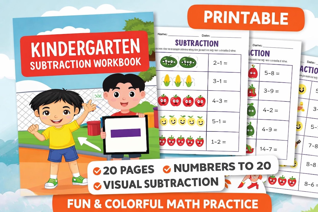 Printable Kindergarten Subtraction Workbook | Math Worksheets up to 20 ...