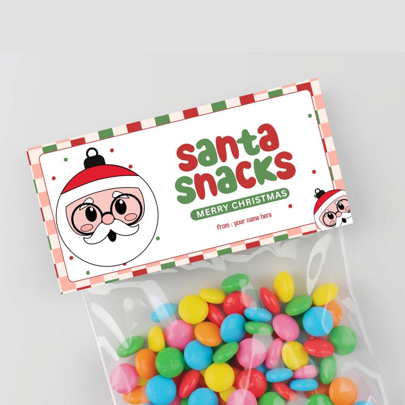 8 Editable Christmas Treat Bag Toppers and Tag Set, Elf Poop, Snowman ...