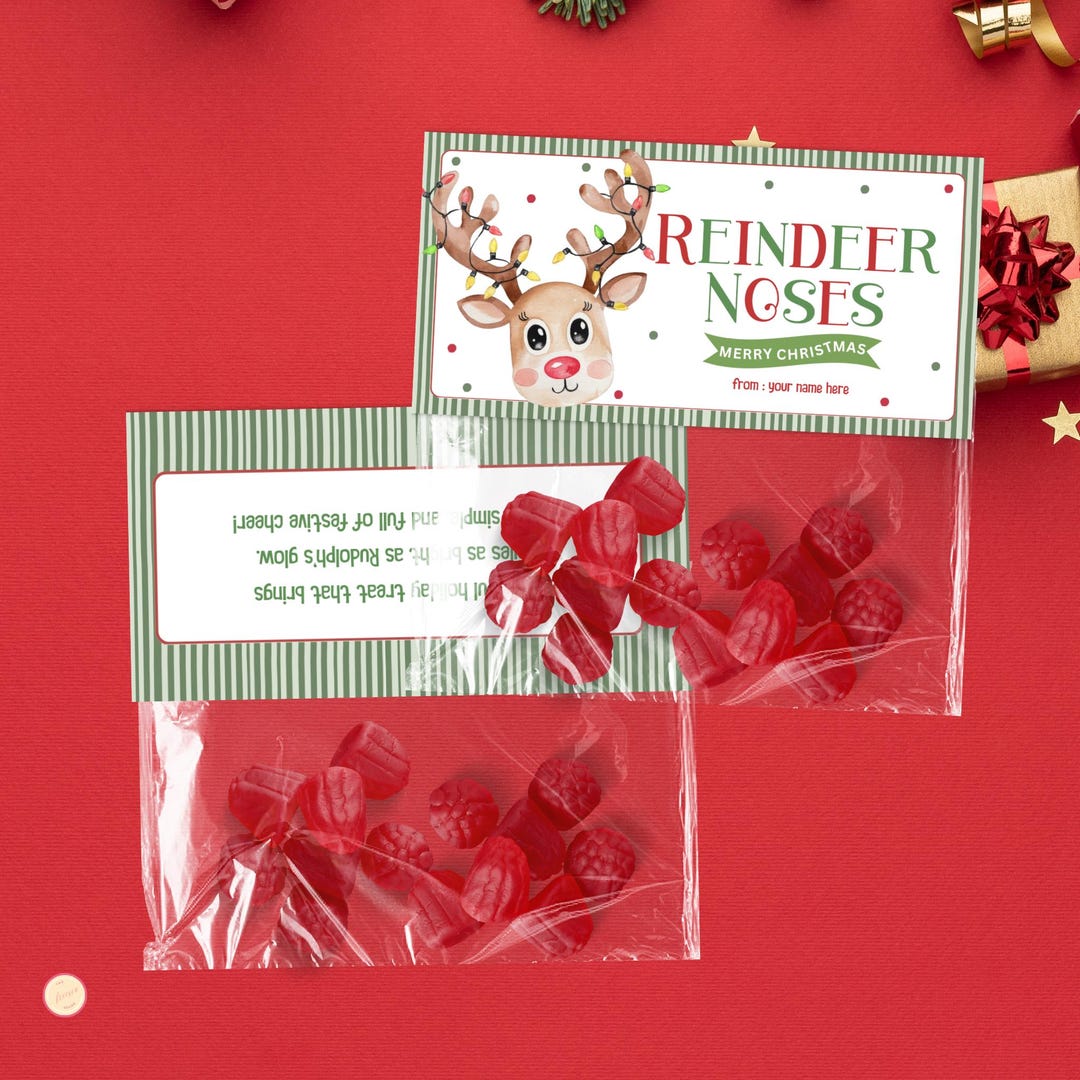 Editable Reindeer Noses Bag Topper Printable, Holiday Bag Topper ...