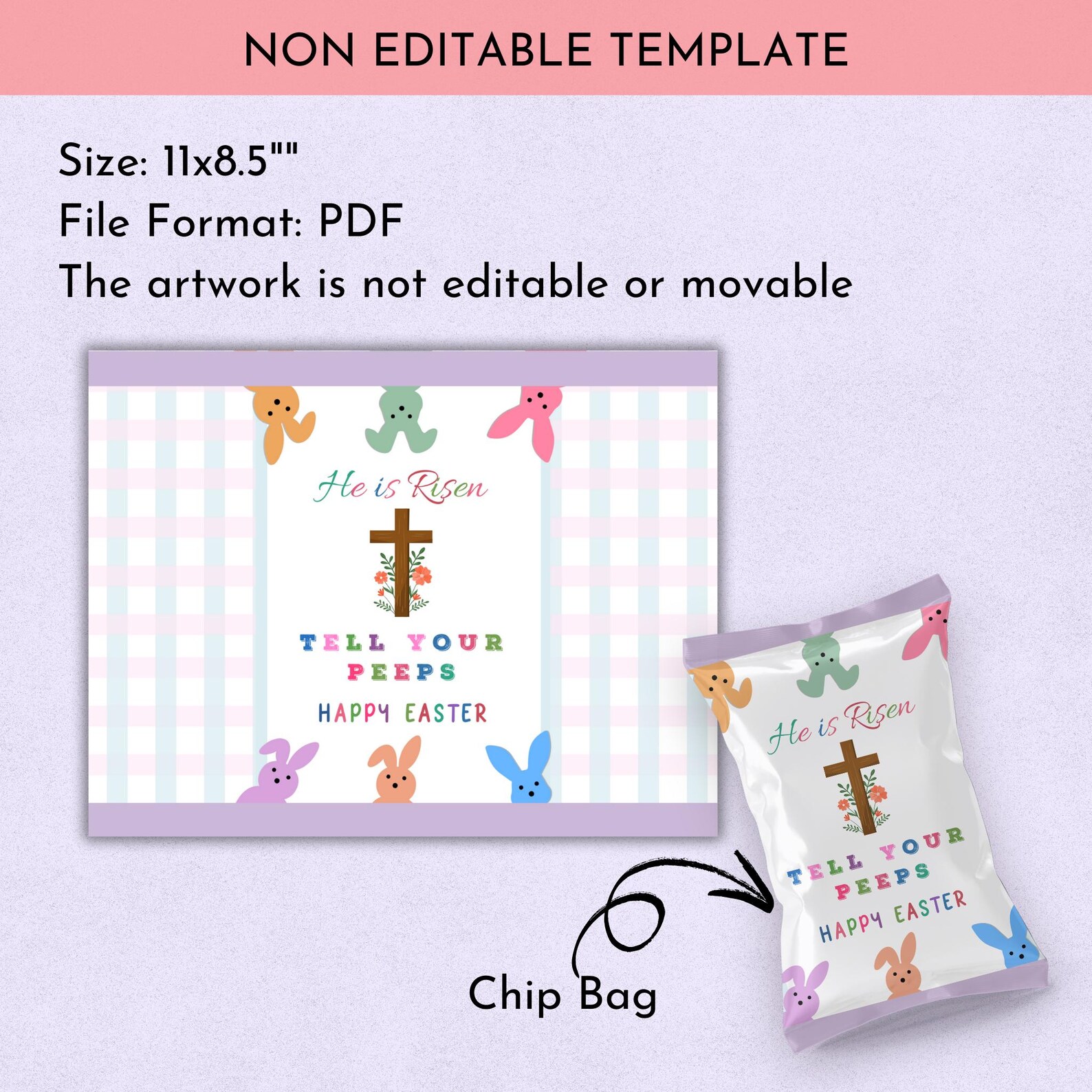 He is Risen Tell Your Peeps Chip Bag Template, Religious Easter ...
