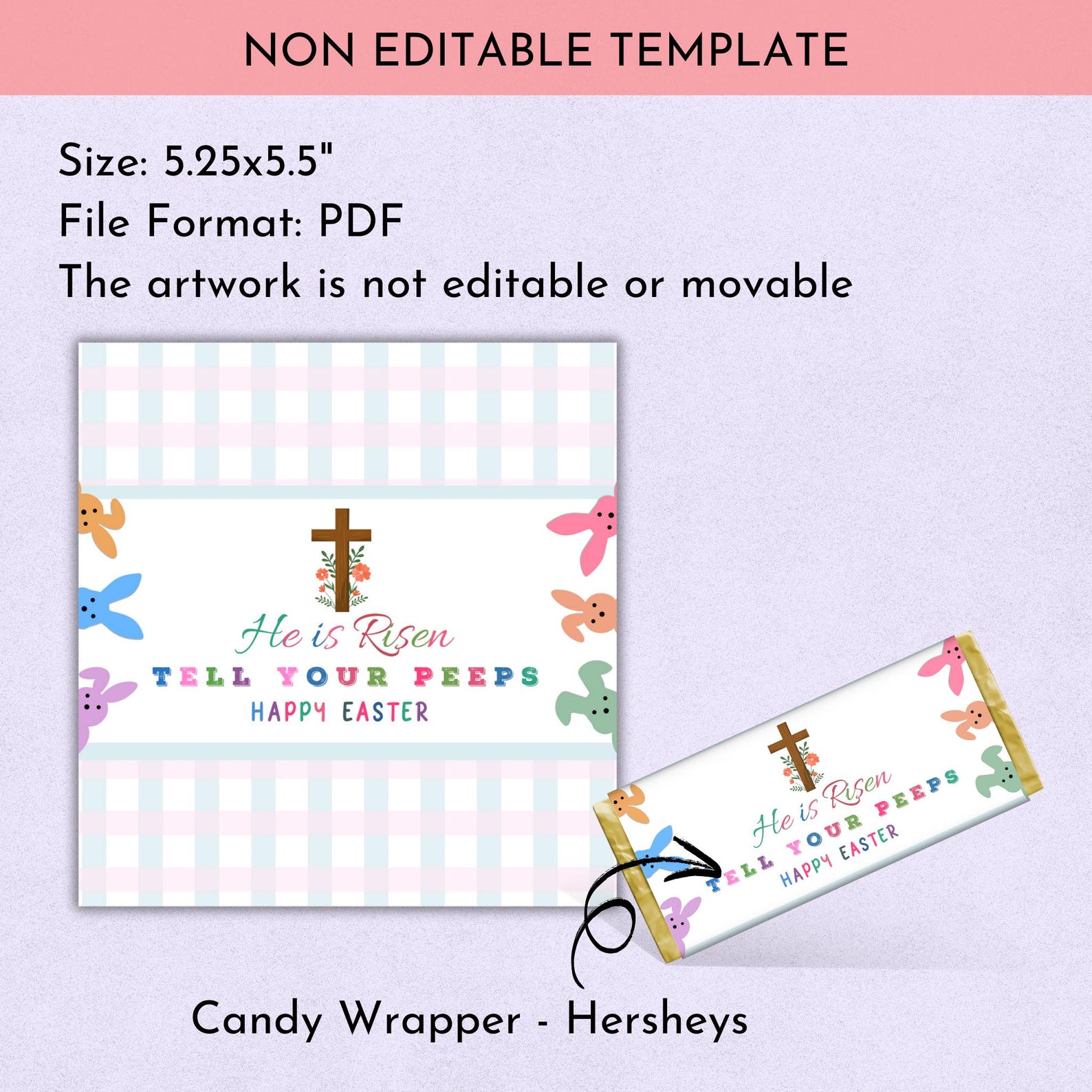 He is Risen Easter Chocolate Wrapper, Printable Label (PDF) - Etsy
