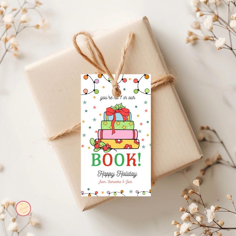 Editable Book Christmas Gift Tag, Number 1 in Our Book, Teacher Holiday ...