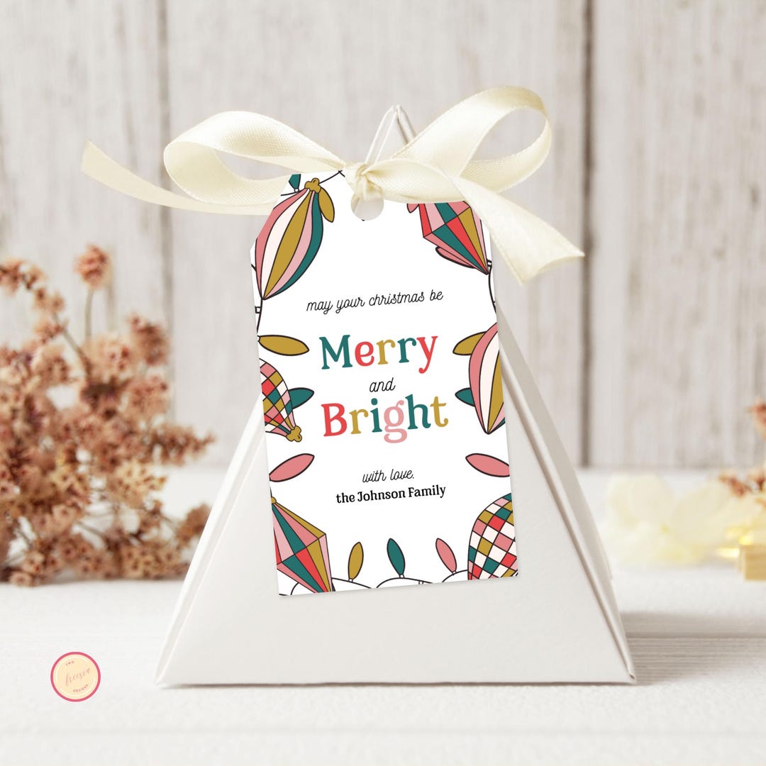 Editable Merry & Bright Gift Tag Template, Printable Classroom, Student ...