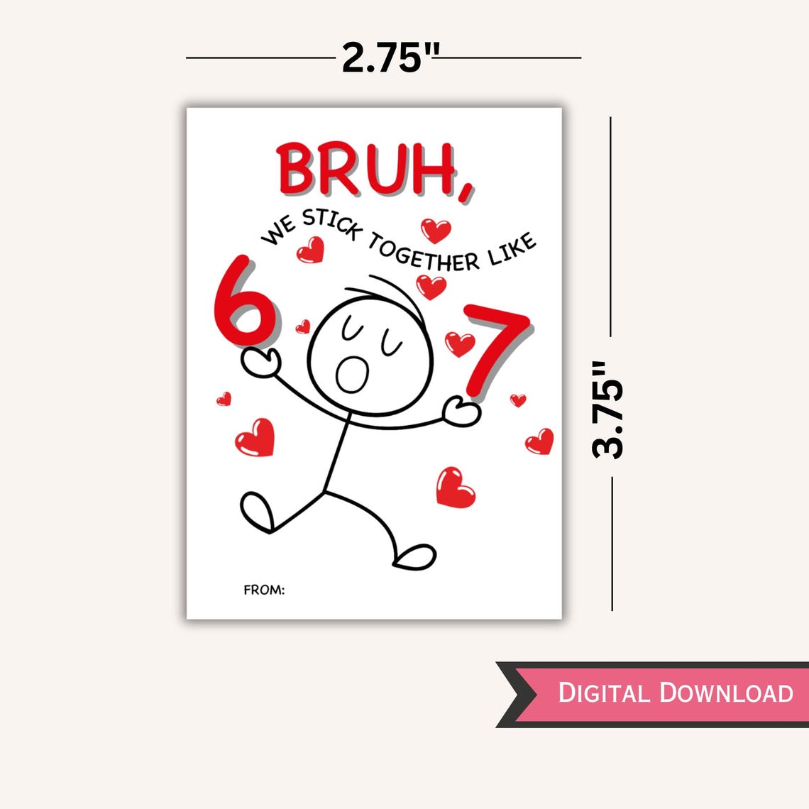 6 7 Stick Figure Valentines Cards for Teen | Instant Download - Etsy