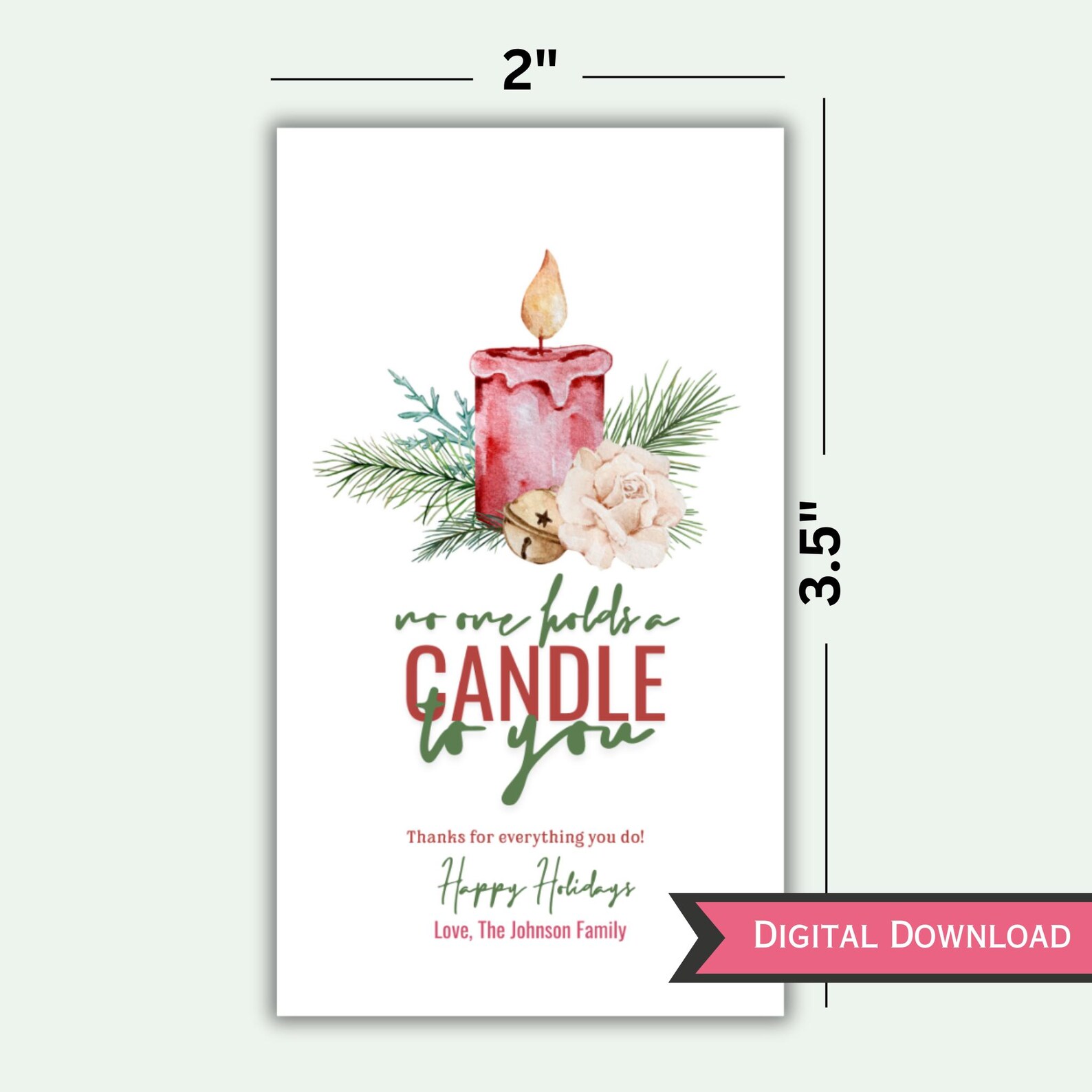 Christmas Candle Gift Tags, No One Holds a Candle to You, Holiday ...