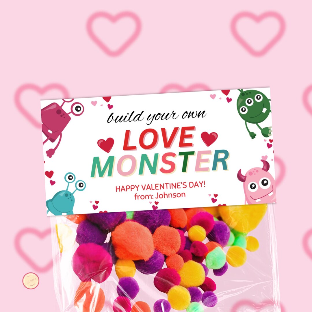 Editable Build Your Own Monster Valentine Bag Topper | Instant Download ...