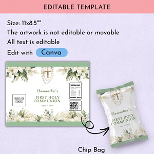 Editable First Holy Communion Chip Bag Label Template (digital Download ...