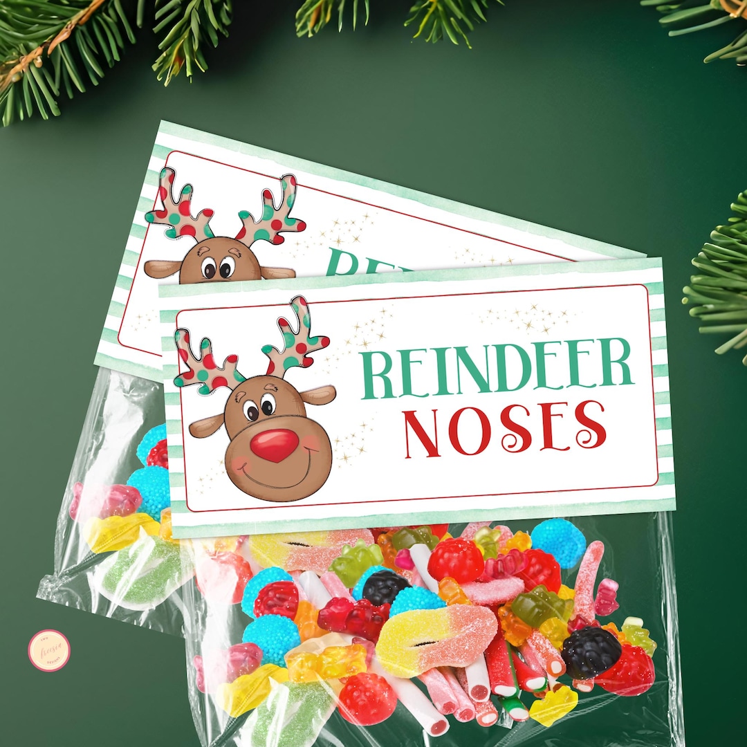 Printable Reindeer Noses Bag Topper, Holiday Bag Topper, Christmas Kids ...