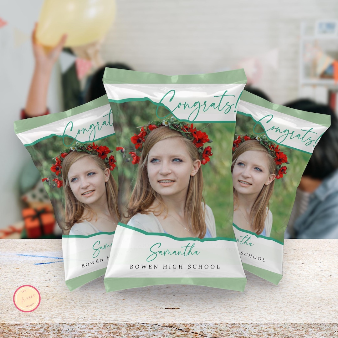 Editable Green Graduation Chip Bag, Photo Template (digital Download ...