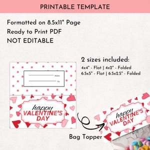 Printable Valentine's Day Treat Bag Topper | Instant Download - Etsy
