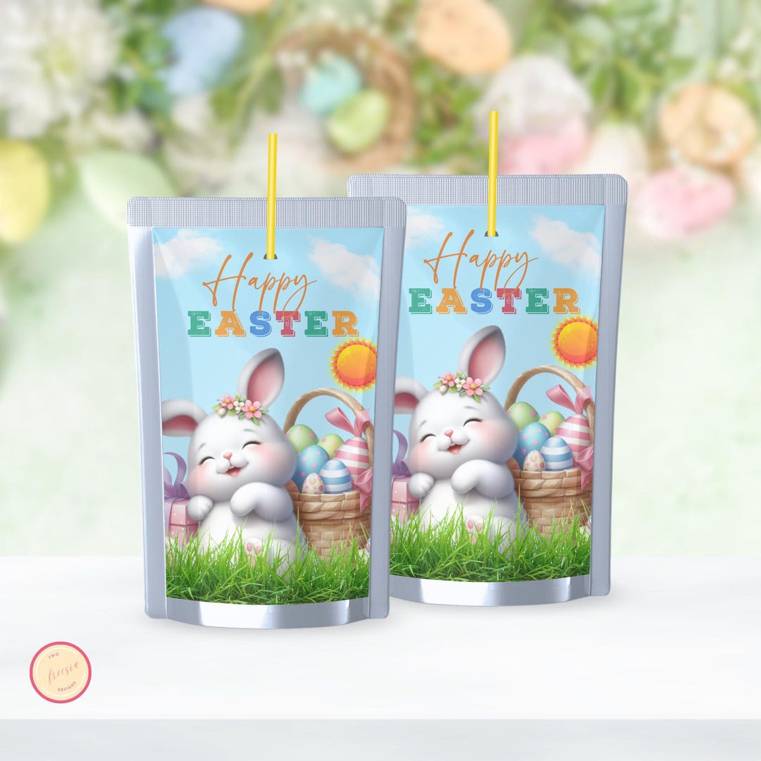 Easter Bunny Juice Pouch Label, Printable PDF Template - Etsy