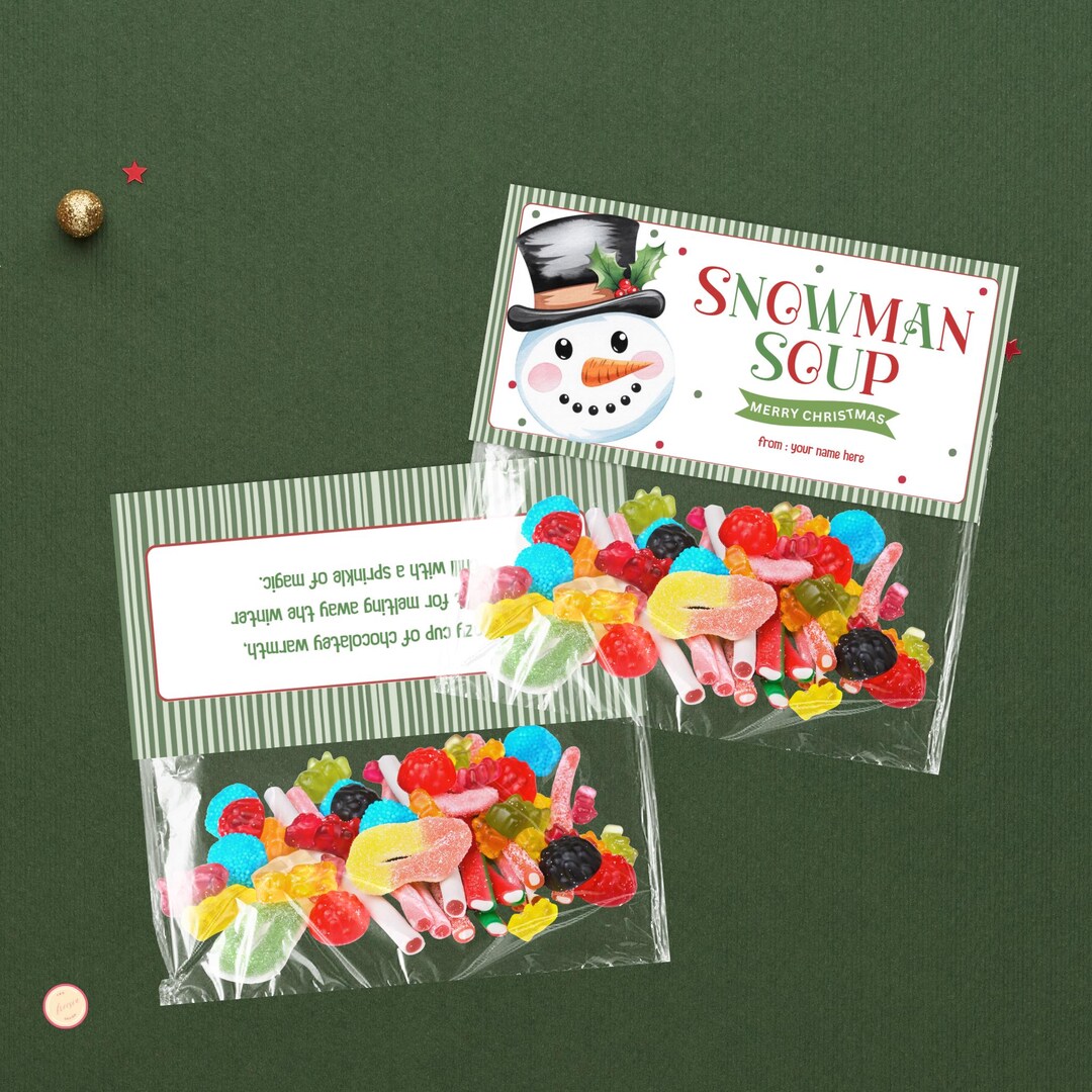 Editable Snowman Soup Bag Topper Printable Poem, Christmas Hot Cocoa ...