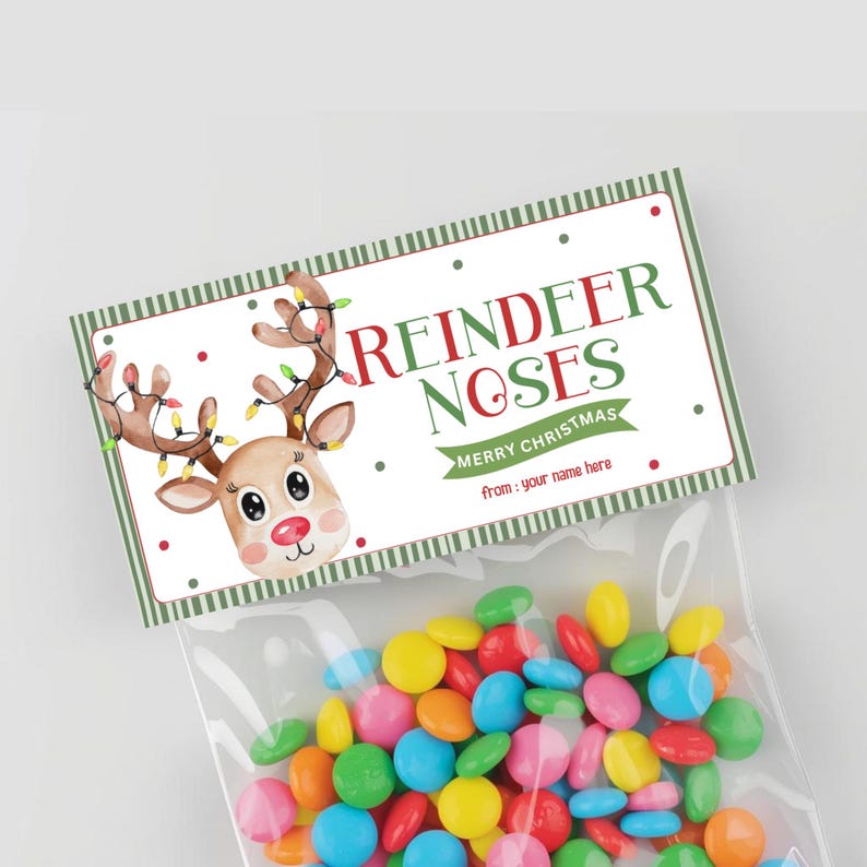 Editable Reindeer Noses Bag Topper Printable, Holiday Bag Topper ...