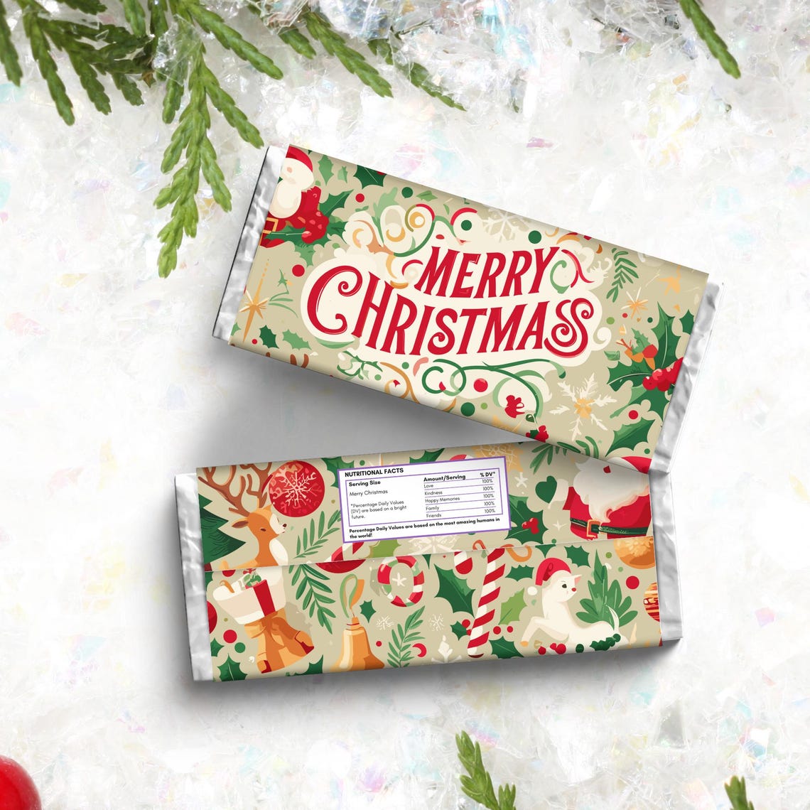 Printable Merry Christmas Chocolate Wrapper Template, Printable Holiday ...