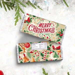 Printable Merry Christmas Chocolate Wrapper Template, Printable Holiday ...