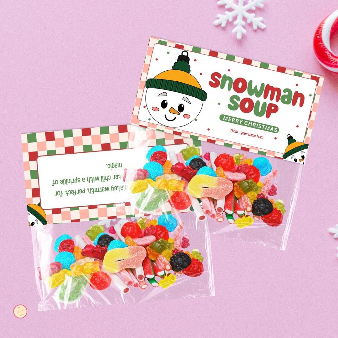 Editable Snowman Soup Bag Topper Poem, Christmas Hot Cocoa Mix Treat ...