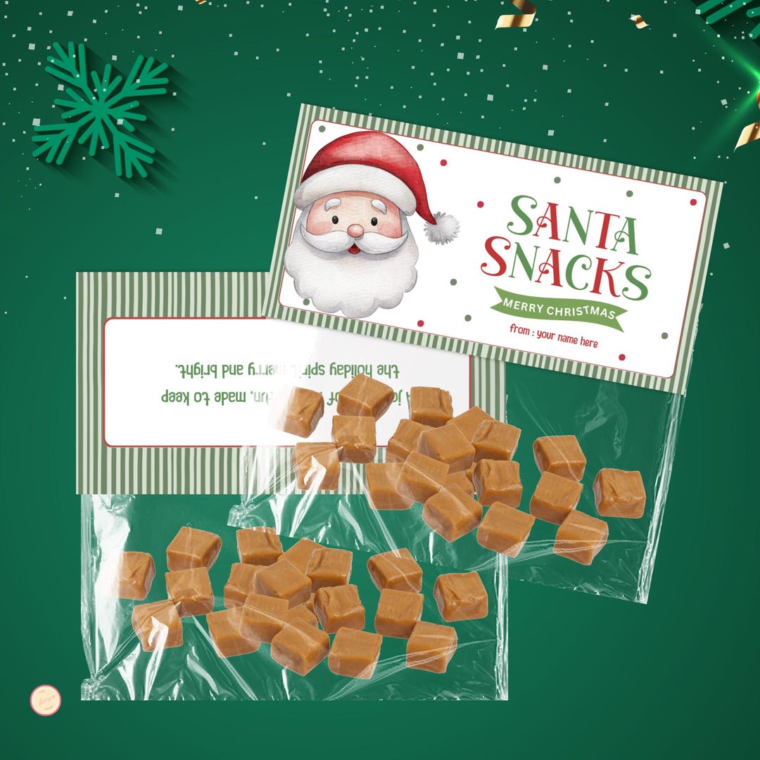 Editable Santa Snacks Bag Topper Printable, Holiday Bag Topper ...